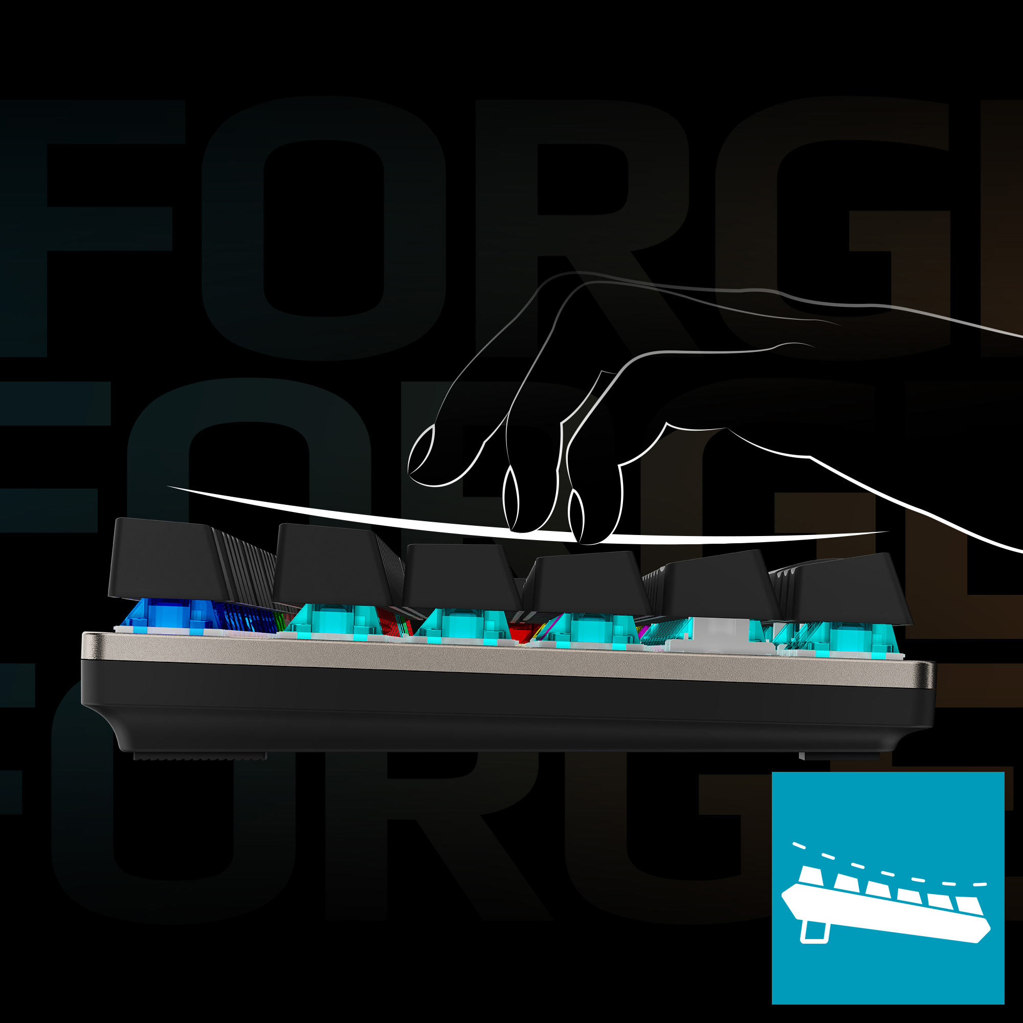 MSI Forge GK310 Mechanical Gaming Keyboard w/ Magnetic Cover - Hot Swappable Mechanical Red ...